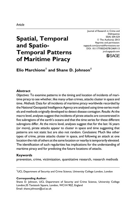 Pdf Spatial Temporal And Spatio Temporal Patterns Of Maritime Piracy