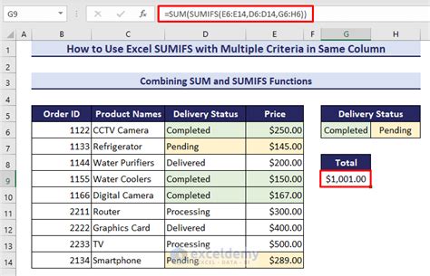 How To Use Excel Sumifs With Multiple Criteria In Same Column