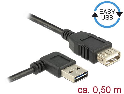 Cablu Prelungitor Easy Usb Tip A Unghi Stanga Dreapta T M M Negru Delock