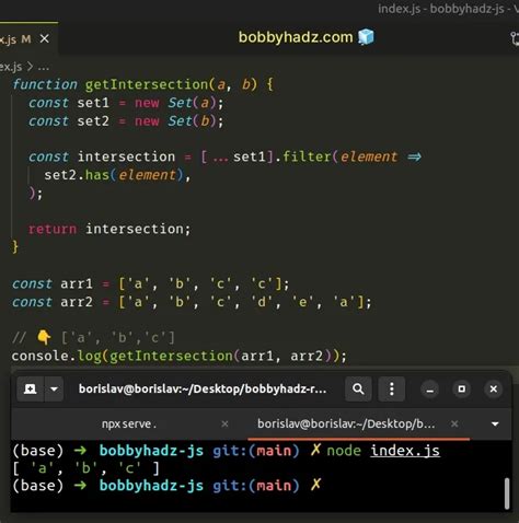 Get The Intersection Of Two Arrays Or Sets In Javascript Bobbyhadz