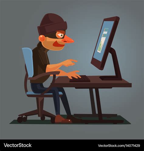 Computer Hacker Man Character Royalty Free Vector Image