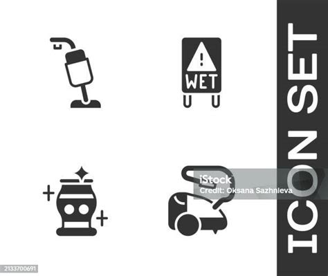 진공 청소기 꽃병 청소 및 젖은 바닥 아이콘을 설정합니다 벡터 가사 집안일에 대한 스톡 벡터 아트 및 기타 이미지 가사 집안일 가정 생활 경계 표지 Istock
