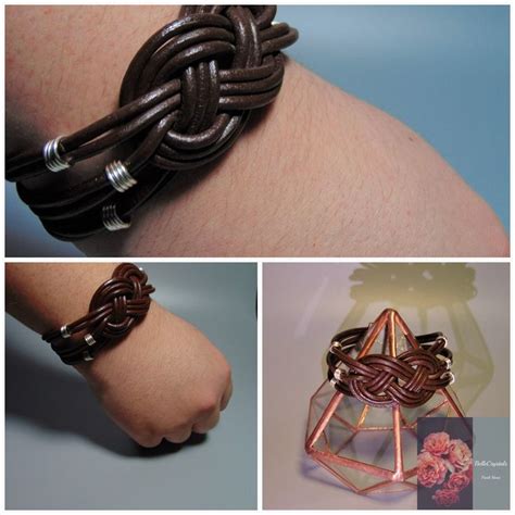 Brown Leather Bracelet Celtic Knot Bracelet Real Leather