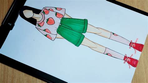 رسم ازياء كورية للمبتدئين خطوة بخطوة 🍑 رسم أزياء بنات تعلم الرسم