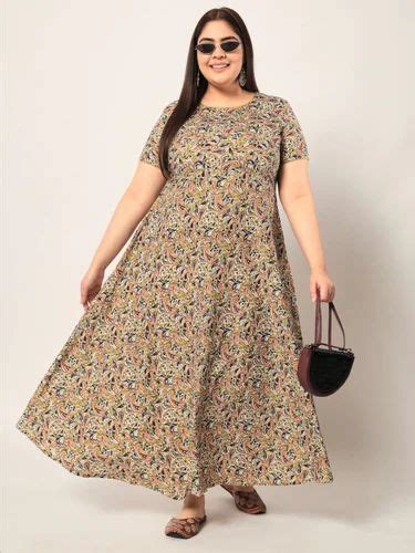 Kbz Womens Cotton Printed Flared Plus Size Long Dress At ₹ 522piece