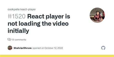 React Player Is Not Loading The Video Initially Issue 1520