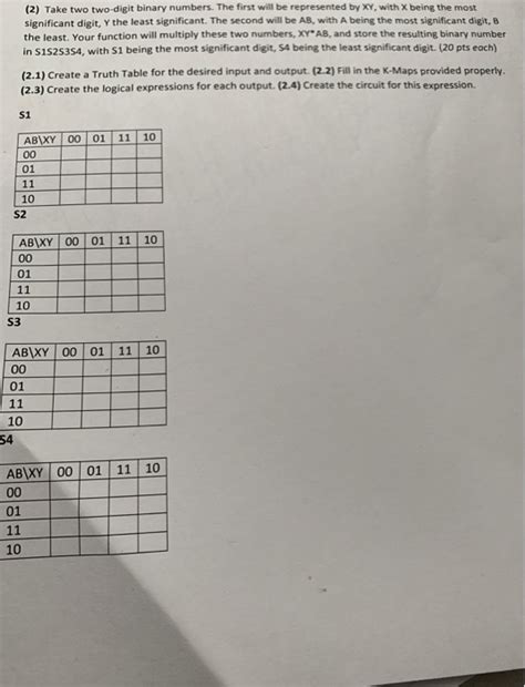 Solved 2 Take Two Two Digit Binary Numbers The First Will