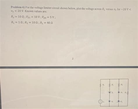 Solved Problem 6 For The Voltage Limiter Circuit Shown Chegg Com