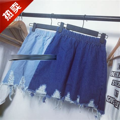 2014夏季新款韩版女休闲百搭手工磨破好质量半身裙高腰牛仔裙短裙jzzlpat