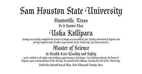 Usha Kollipara On Linkedin Just Received My Master Of Science From Sam