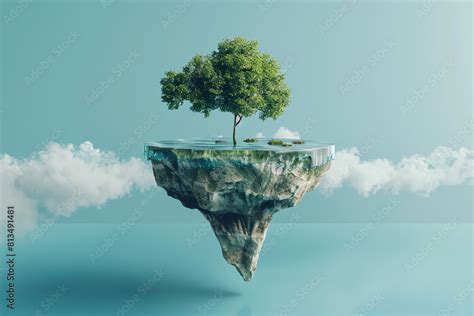 Inverted World Flat Design Side View Reversed Gravity Theme 3d Render Analogous Color Scheme