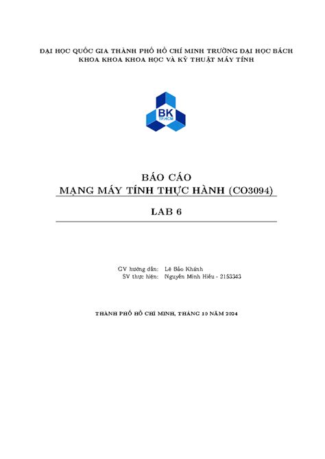 Wireshark Arp Lab6 ĐẠi HỌc QuỐc Gia ThÀnh PhỐ HỒ ChÍ Minh TrƯỜng ĐẠi