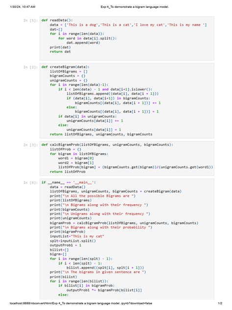 Exp 4 To Demonstrate A Bigram Language Model Pdf Linguistics Exp 4 To Demonstrate A Bigram Language Model Pdf Linguistics
