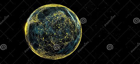 Global Network Connections Visualized Glowing Lines Connecting Nodes Across Earth Representing