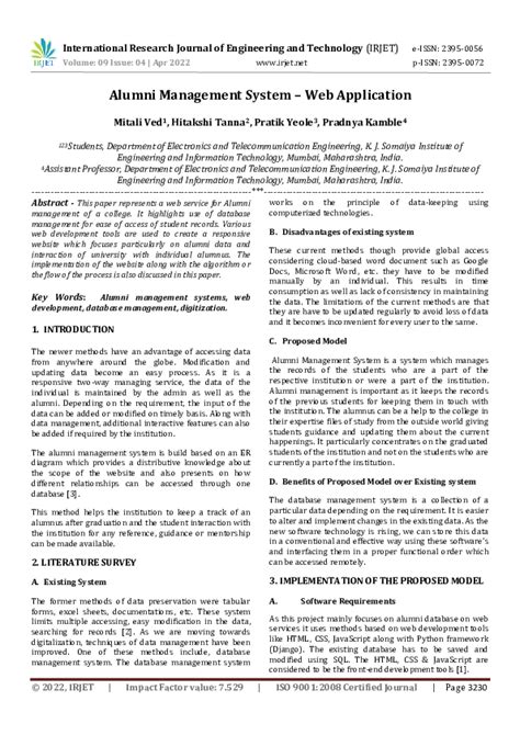 Pdf Alumni Management System Web Application