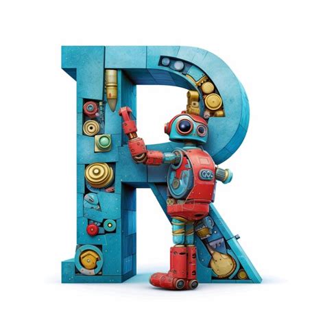 A Robot With A Letter R In The Shape Of A Letter R Premium Ai