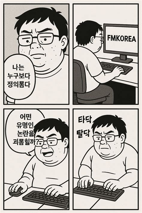 Gpt야 에펨 코리아 네컷만화로 그려줘 숲soop 에펨코리아