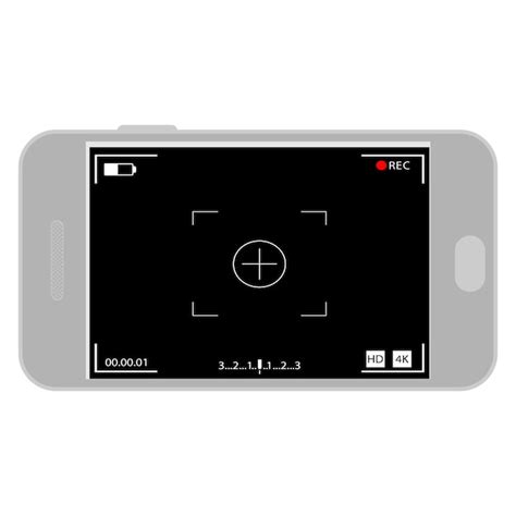 전화 화면의 카메라 인터페이스 사진 동영상 Ui 핸드폰 모바일 캠에서 녹음을 위한 앱 뷰파인더 그리드 포커스 버튼