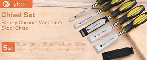 Lytool 5 Piece Wood Chisels Set Wood Working Chisel Set For Woodworking Carpentry Cr V Steel