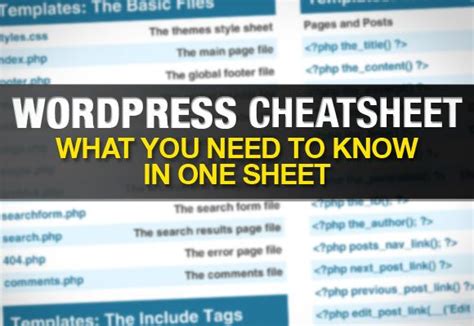a computer screen with the words wordpress cheatsheet and what you need to know in one sheet