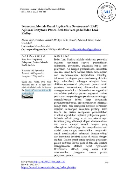 Pdf Penerapan Metode Rapid Application Development Rad Aplikasi Pelayanan Pasien Berbasis