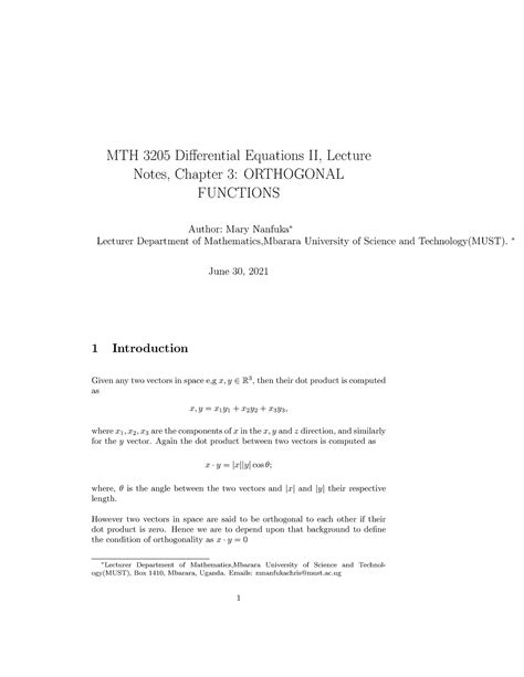 Deiichapter 3 Differential Equations Mth 3205 Differential Equations Ii Lecture Notes
