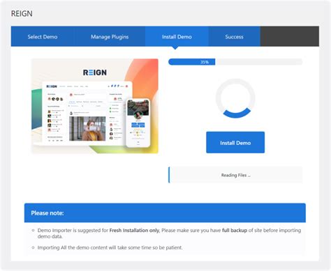 Demo Import Wbcom Designs Docs