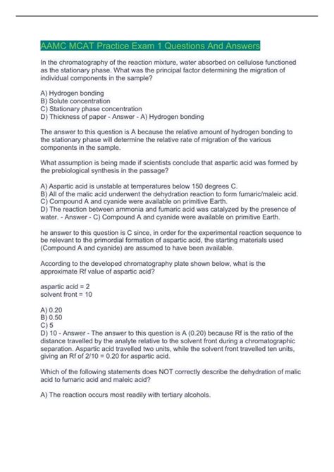 Aamc Mcat Practice Exam 1 Questions And Answers Aamc Mcat Stuvia Us