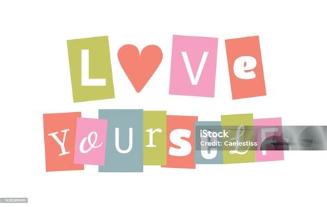 자기 사랑 귀여운 파스텔 타이포그래피 종이 컷 다른 문자 잡지 컷아웃 벡터 레터링 트렌디한 Y2k 프린트 디자인 0명에 대한 스톡 벡터 아트 및 기타 이미지 Istock