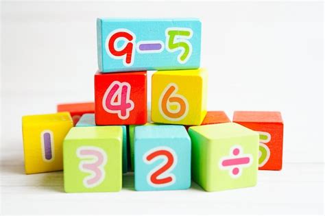 Premium Photo Number Wood Block Cubes For Learning Mathematic