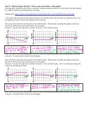 Motion Graphs Online Pdf Lab Motion Graphs Position Velocity And Acceleration Vs Time