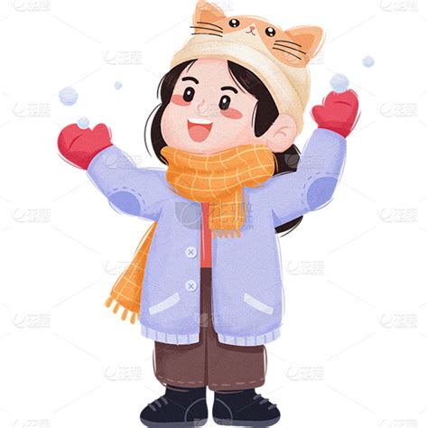 冬季冬天冬日传统节气大雪小雪手绘插画绘本儿童人物元素