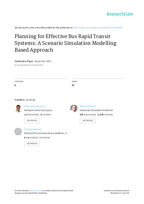 Pdf Planning For Effective Bus Rapid Transit Systems A Scenario Simulation Modelling Based