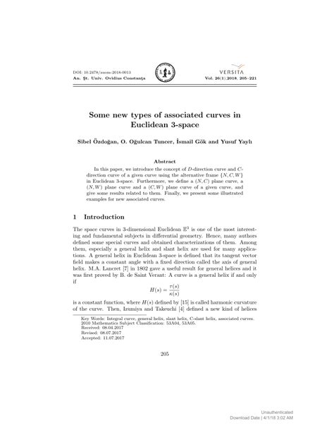 Pdf Some New Types Of Associated Curves In Euclidean 3 Space