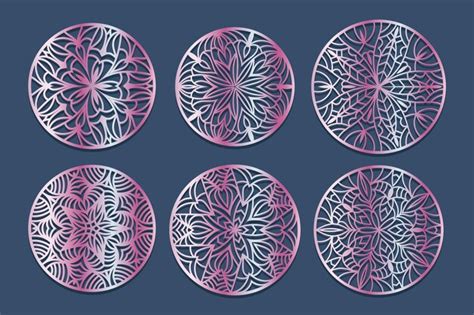 Premium Vector Set Decorative Circle Coaster For Laser Cutting Round