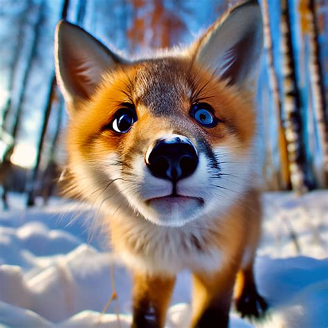 Sniff Sniff Naturalismrealistica Fox Cub Sniffing A Camera Trapa