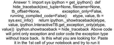 How To Hide The Error Traceback In Jupyter Labnotebook