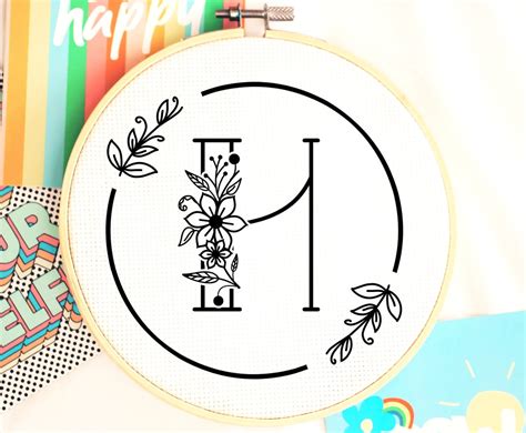 Letter H Hand Embroidery Monogram Letter H Hand Embroidery Letter