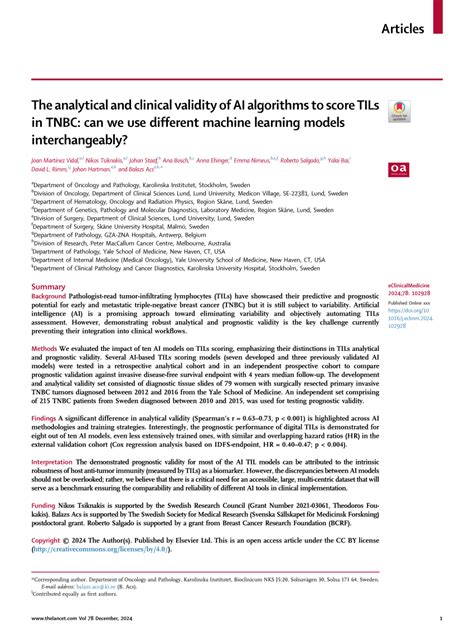 Pdf The Analytical And Clinical Validity Of Ai Algorithms To Score Tils In Tnbc Can We Use