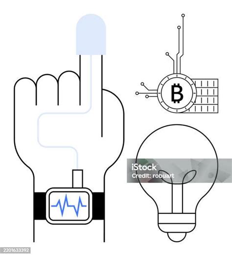 지문 인증 암호화폐 및 스마트 기술을 특징으로 하는 혁신 개념 개념에 대한 스톡 벡터 아트 및 기타 이미지 개념 개념과 주제 건강관리와 의술 Istock
