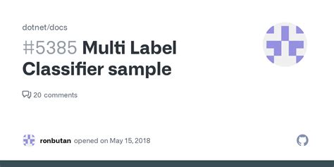 Multi Label Classifier Sample · Issue 5385 · Dotnetdocs · Github