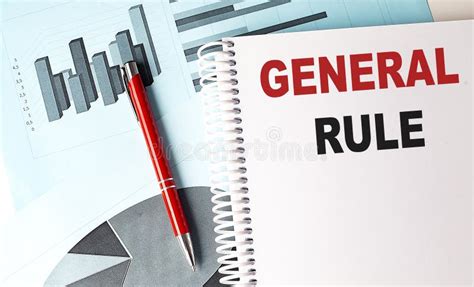 General Rule Text On A Notebook With Pen On A Chart Background Stock Image Image Of Abstract