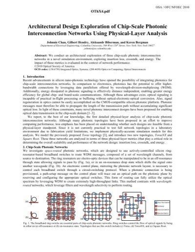 Architectural Design Exploration Of Chip Scale Photonic