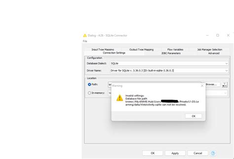 Sql Lite Invalid Settings Database File Path Knime Analytics
