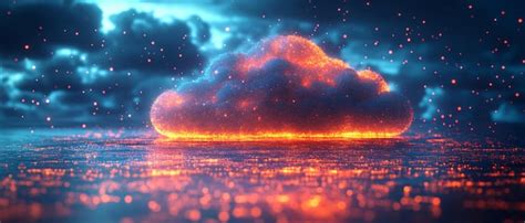 Abstract Digital Cloud Computing Concept With Glowing Particles