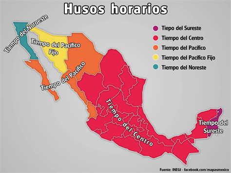 Mapas De México Mapa No 202 México Cuenta Con Cuatro Zonas De Husos
