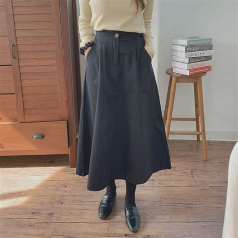 비스켓바스켓 캐주얼 플레어 롱 스커트 3col