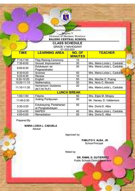 Class Program Grade 5 Docx Education Industry Industries