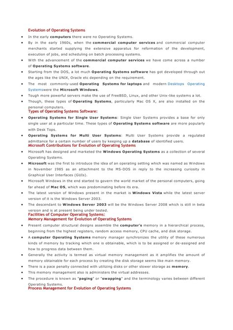 Evolution Of Os Pdf Operating System Computer Data Storage