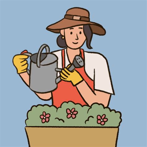 Гиф анимация Девушка поливает цветы